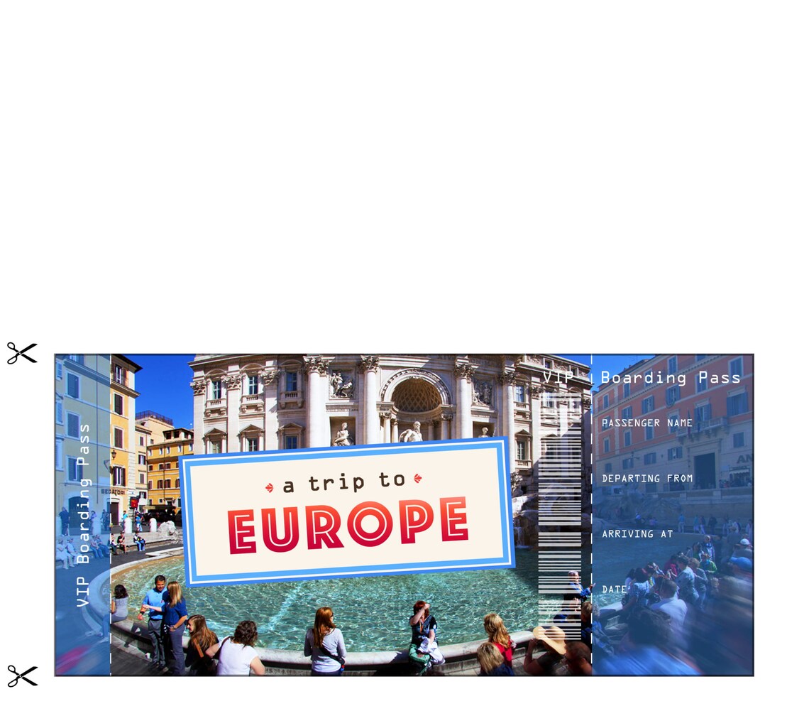 Customizable Boarding Pass - A Trip to Europe | Surprise Trip Ticket to ...
