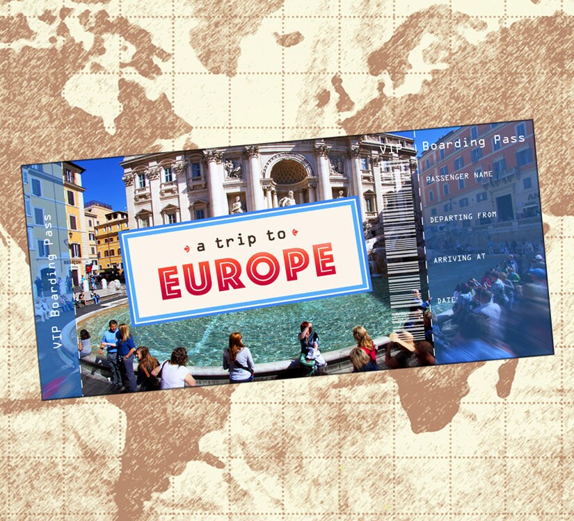 Customizable Boarding Pass - A Trip to Europe | Surprise Trip Ticket to ...