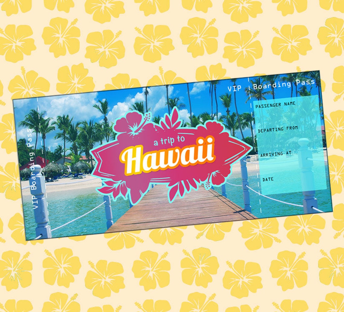 Custom Boarding Pass - A Trip to Hawaii | Surprise Trip Ticket to ...