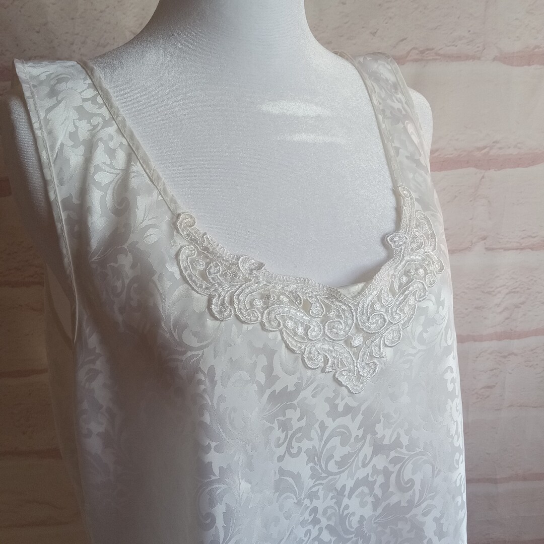 80s Camisole White Embossed Tank Top Vintage Lingerie Large 38 133 - Etsy