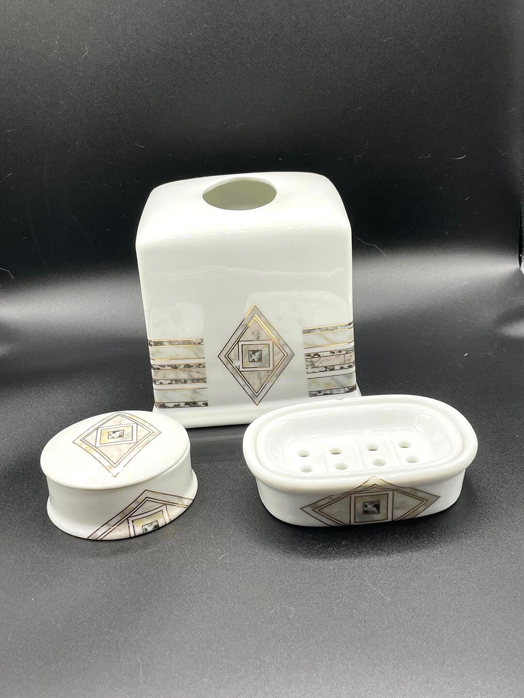 Vintage Liette Hand Painted 1980s Matching Ceramic Tissue Box Cover ...
