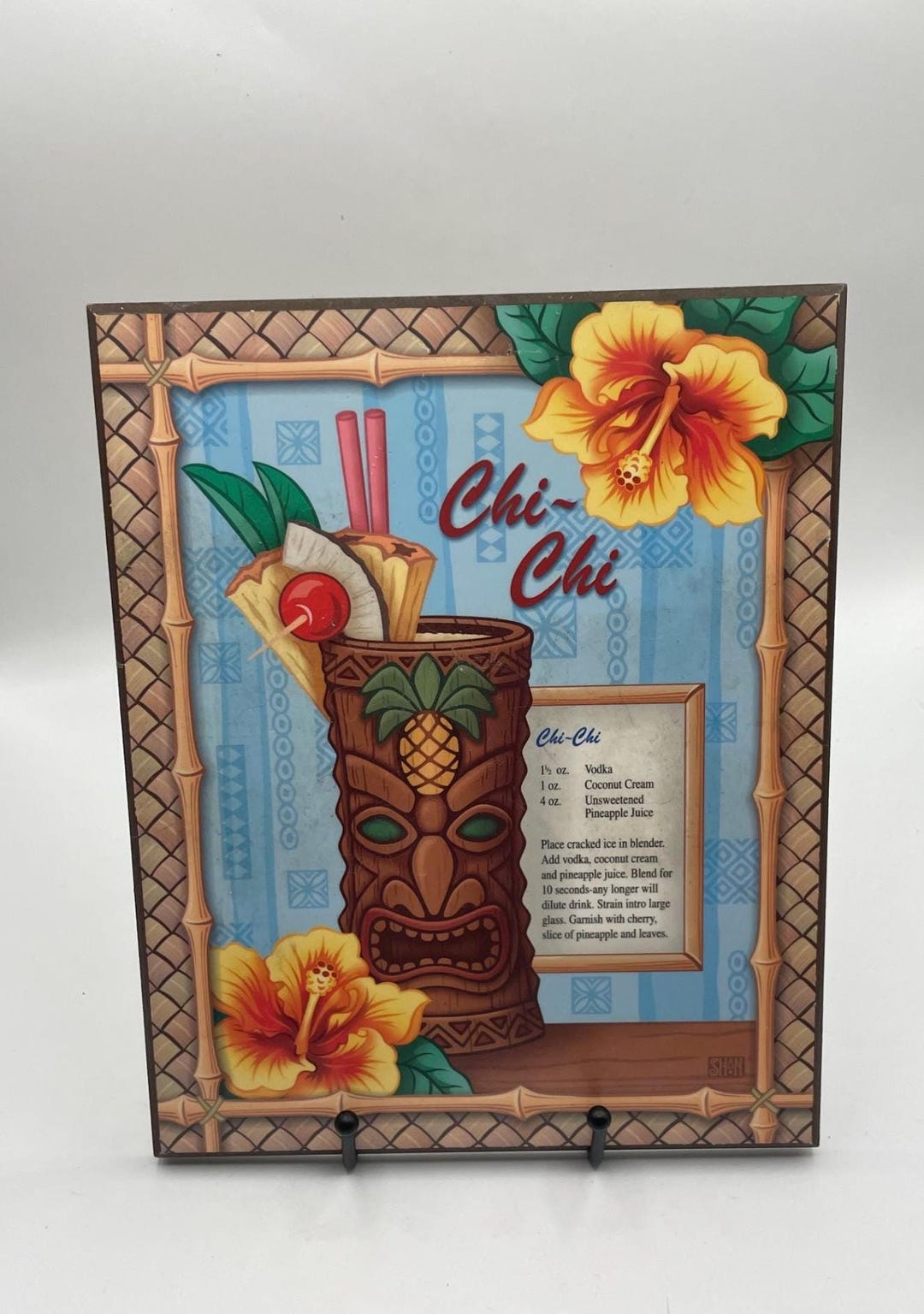 Decorative Tiki Chi Chi Plaque Featuring a Recipe for a Chi-chi ...