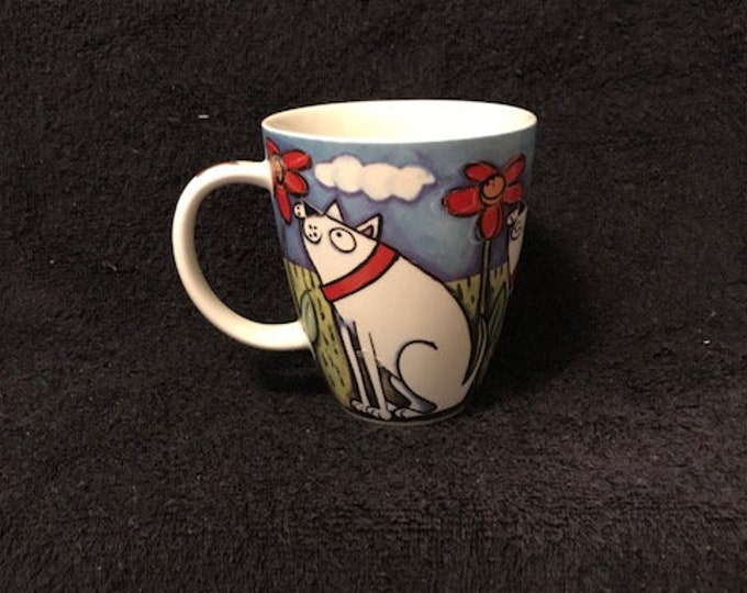 Libby Sheppard Menagerie Living Art White Dog Coffee Mug Cup Smelling ...