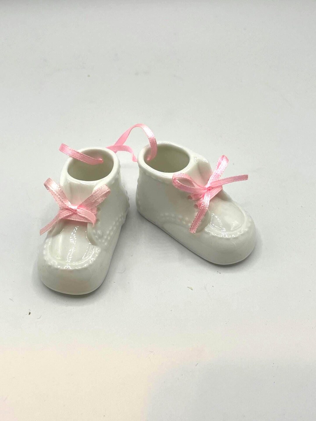 Vintage Customizable Ceramic Baby Booties With Pink Laces With a Pink ...