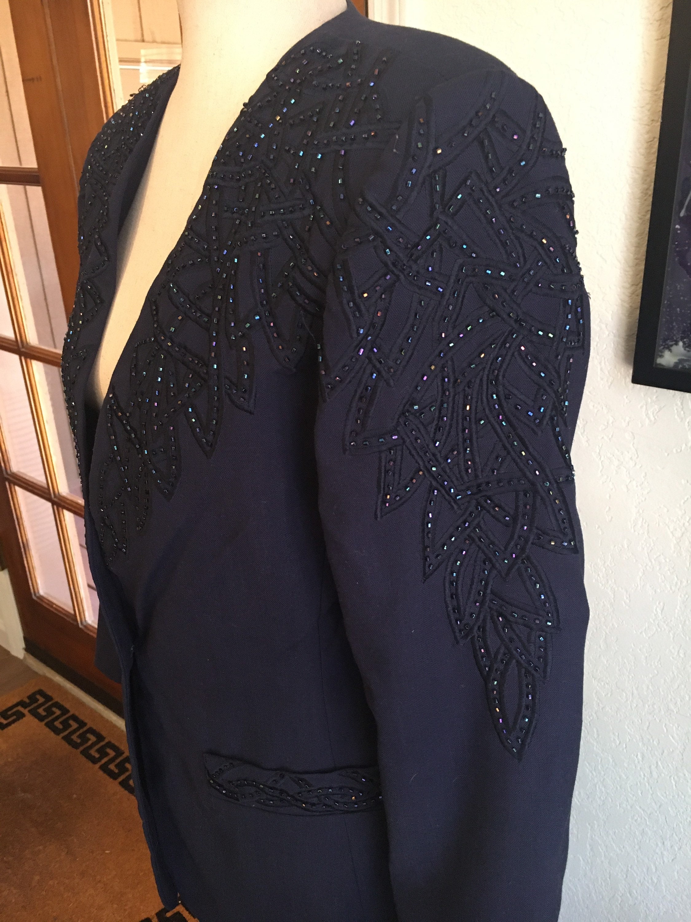 80s Vintage Navy Blue Women's Power Suit w/ Bedazzled | Etsy