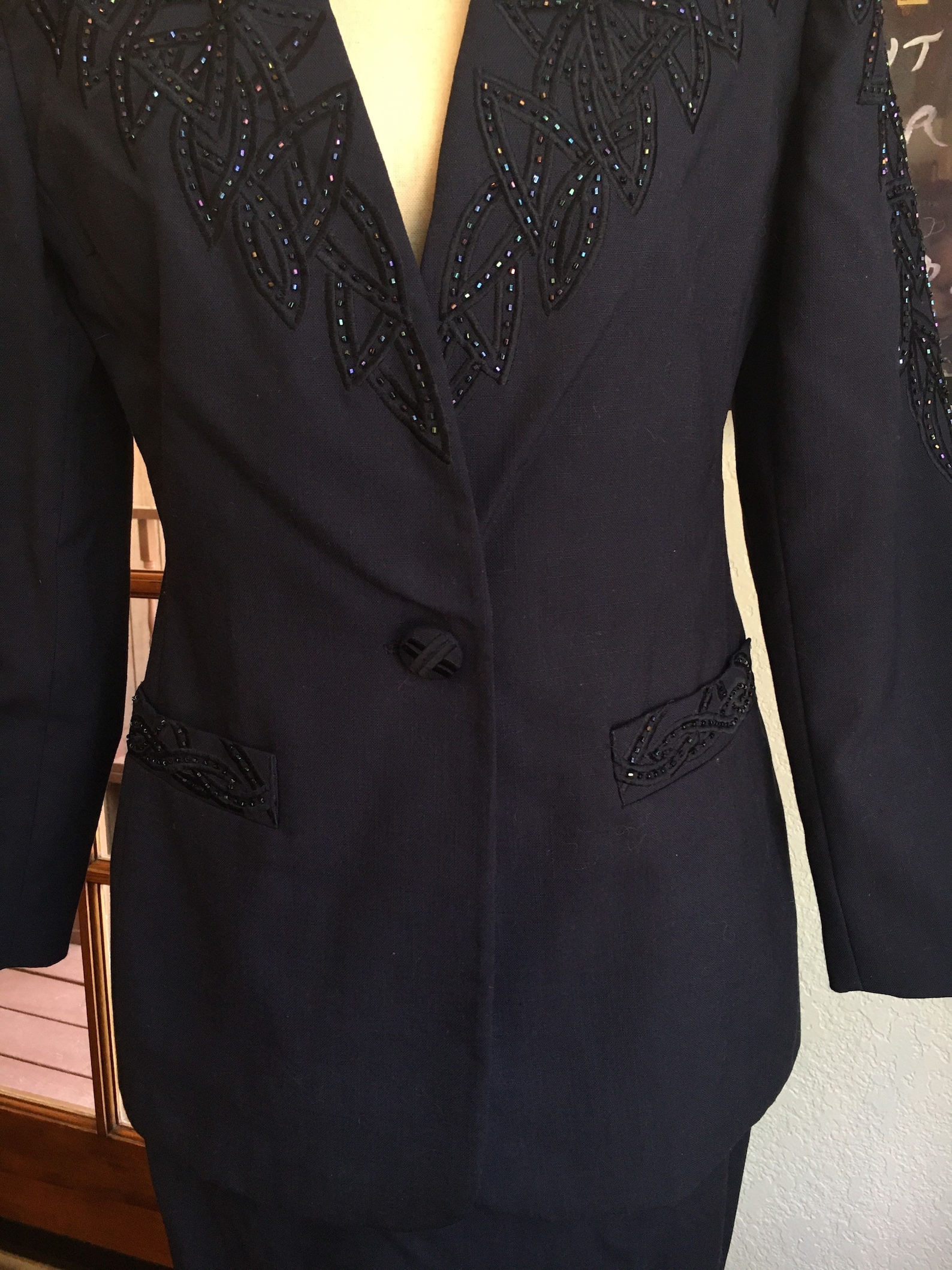 80s Vintage Navy Blue Women's Power Suit w/ Bedazzled | Etsy