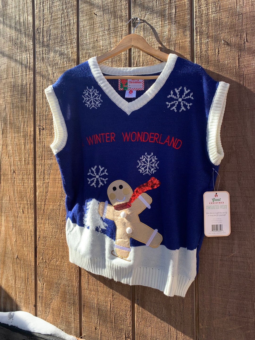 Vintage Winter Wonderland Christmas Sweater - Gingerbread Man Sweater ...
