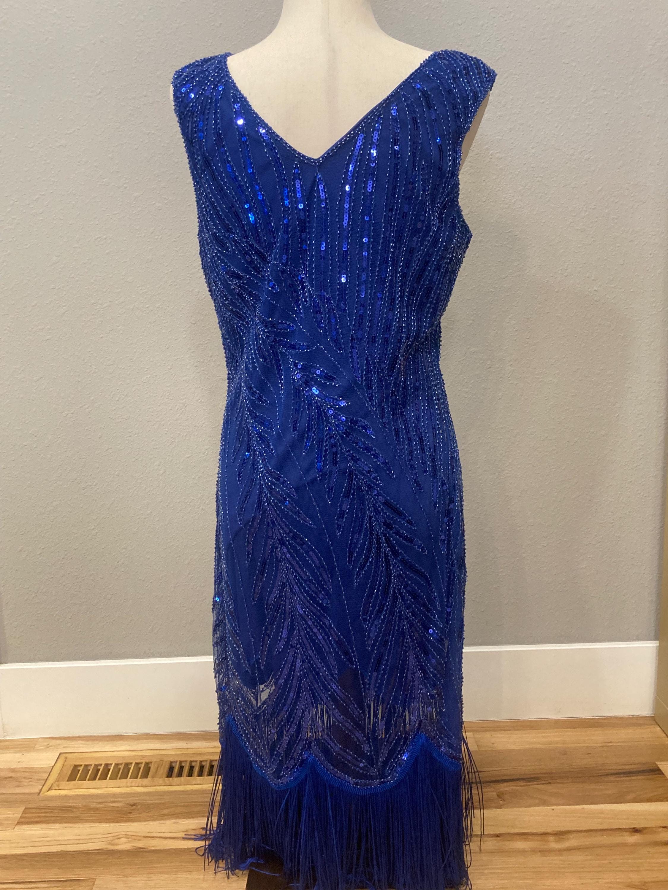 Blue Flapper Dress - Vintage 1920s Inspired Cocktail Dress - 20s ...