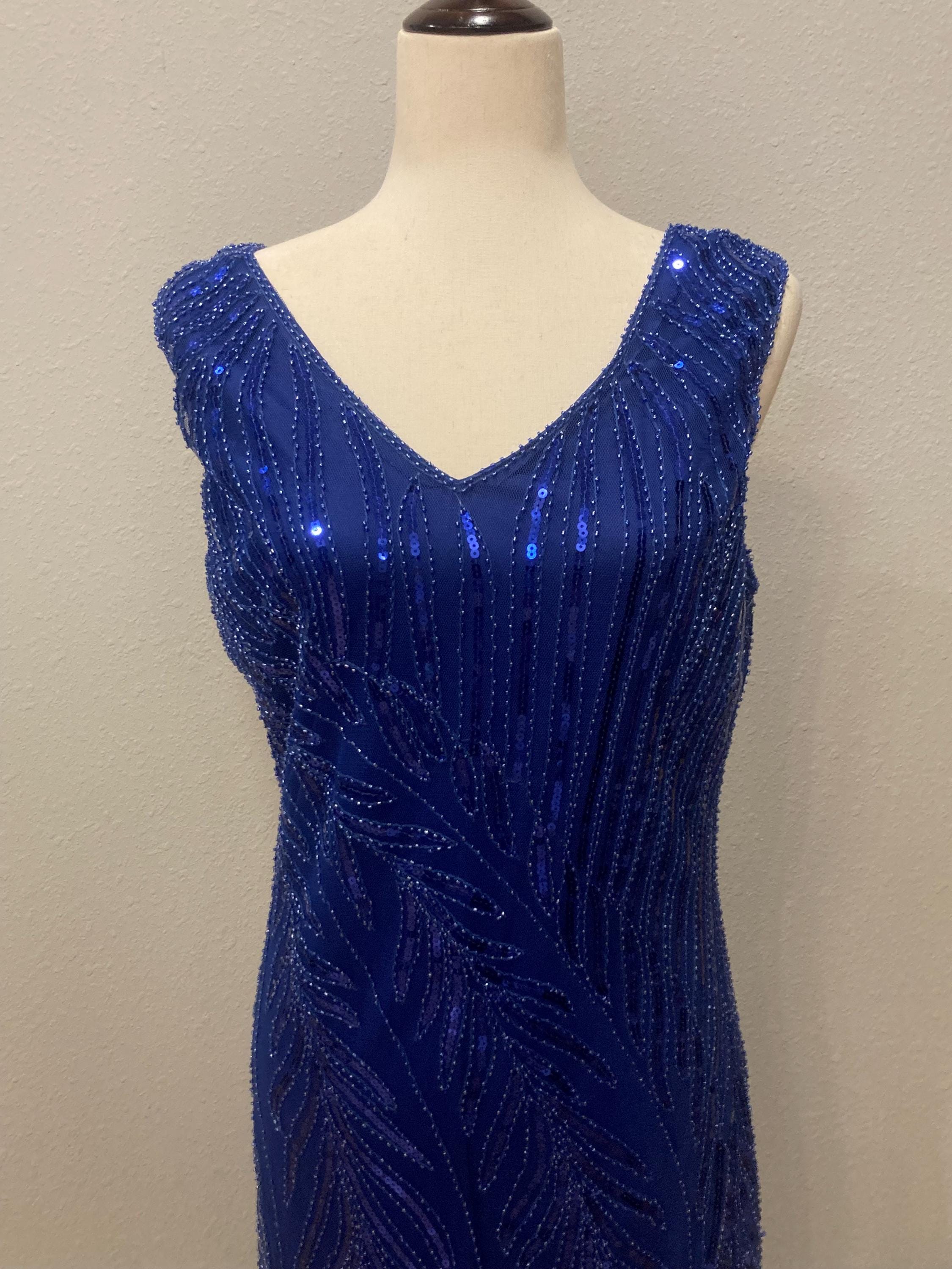 Blue Flapper Dress - Vintage 1920s Inspired Cocktail Dress - 20s ...