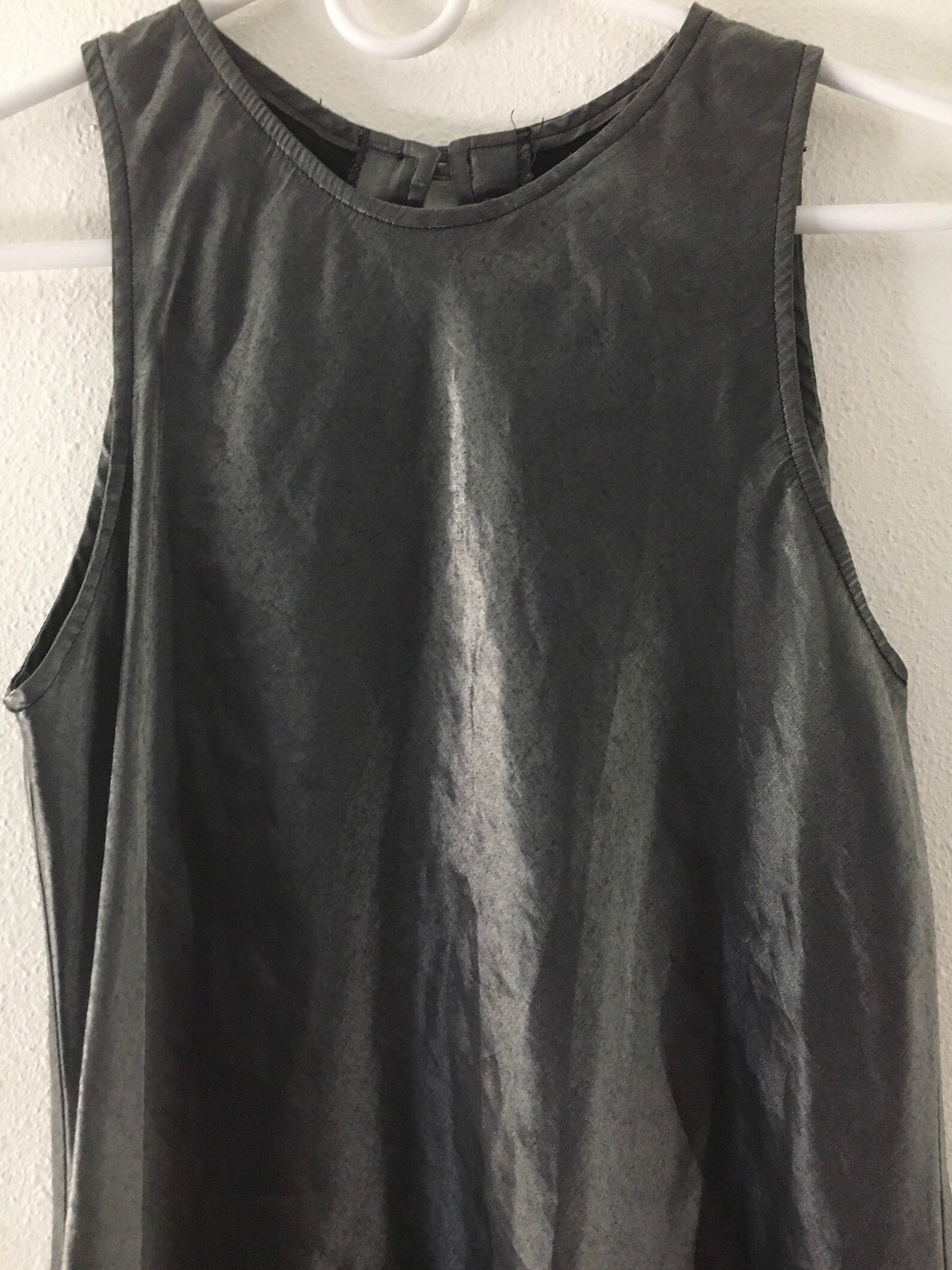 90s Vintage Shiny Silver Iridescent Party Dress - Metallic Silver ...