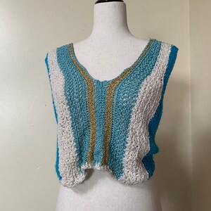 70s Vintage Knit Crop Top - Boho Vintage Top - 1970s Knit Shirt ...