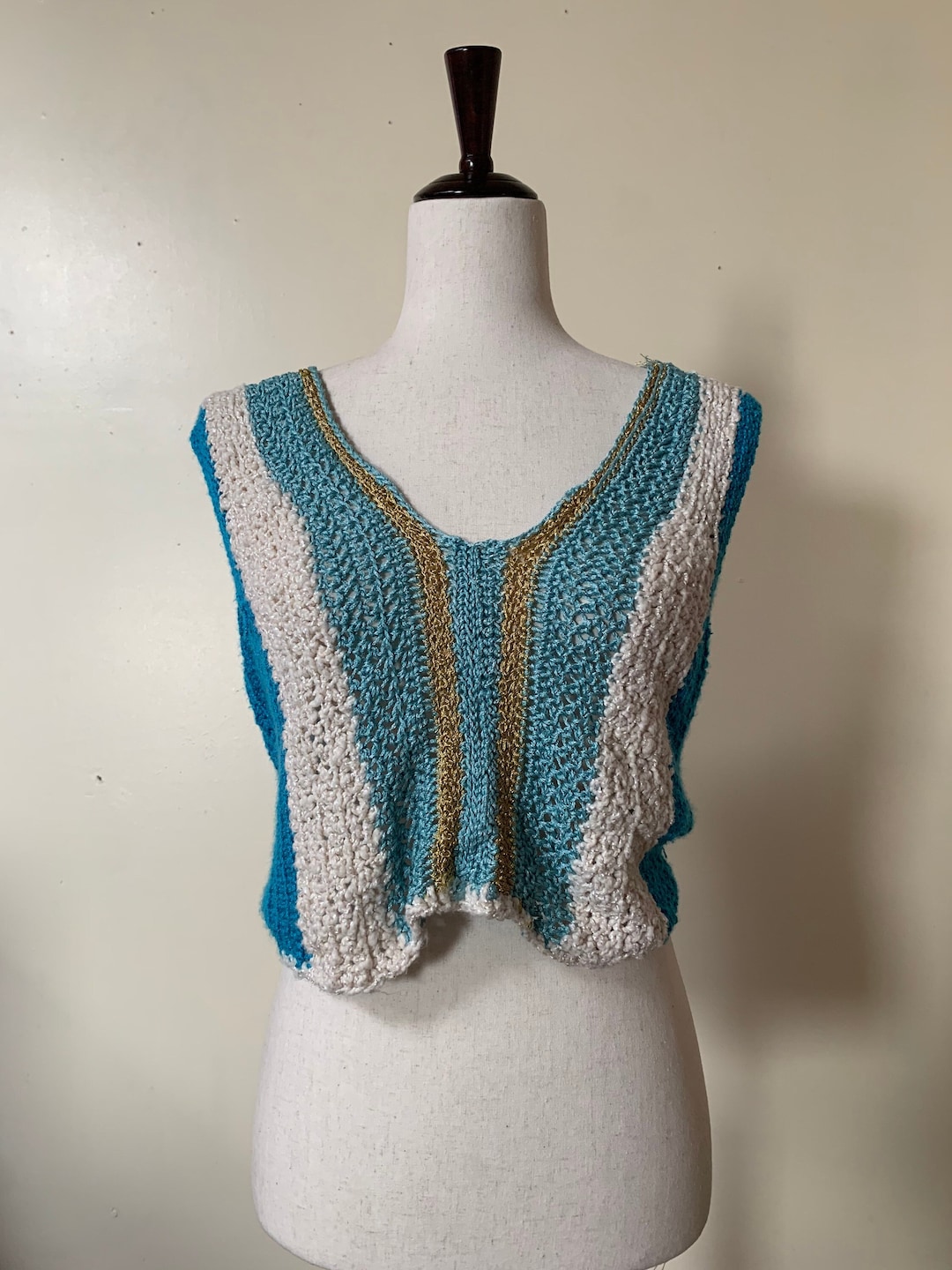 70s Vintage Knit Crop Top - Boho Vintage Top - 1970s Knit Shirt ...