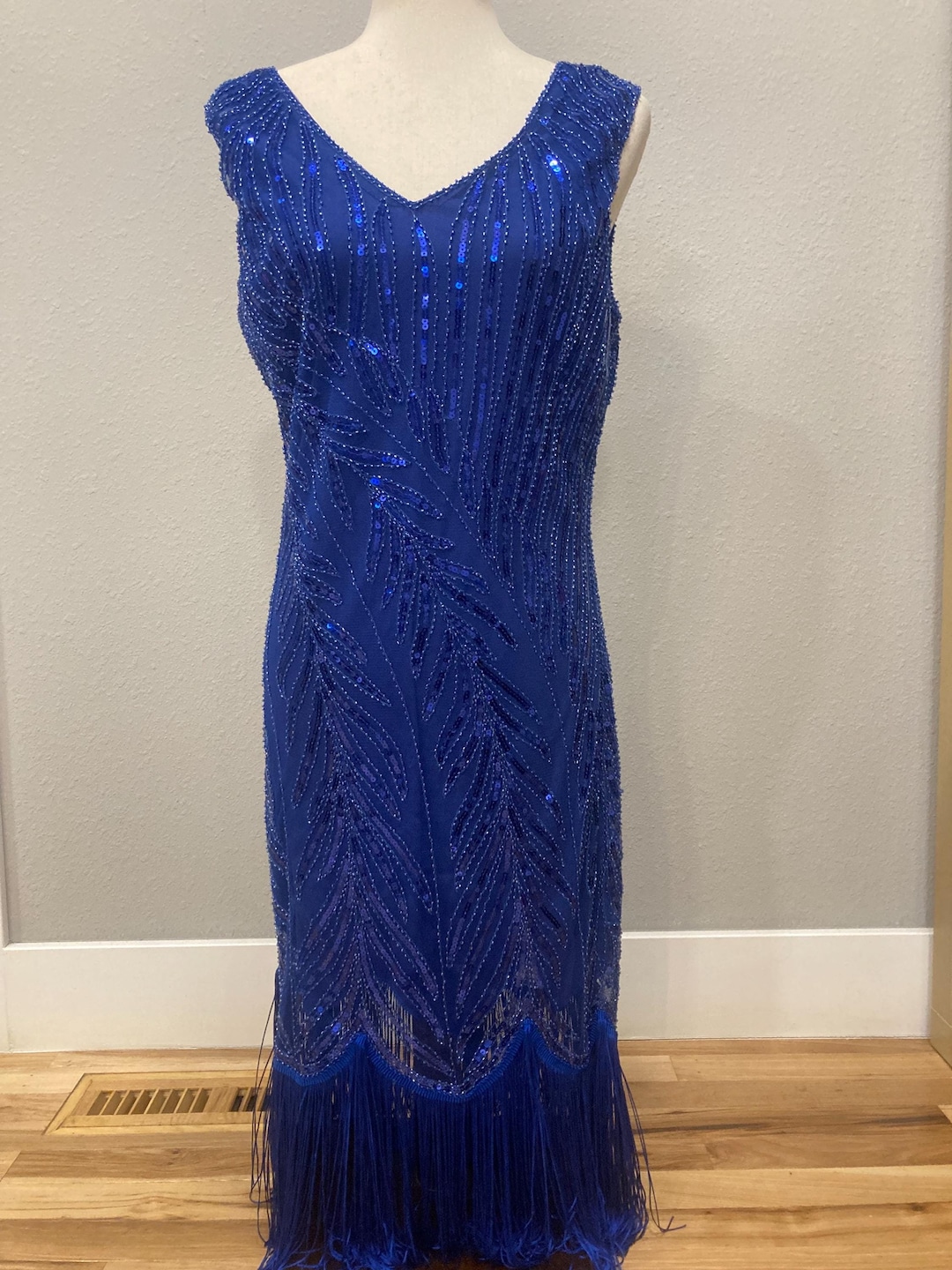 Blue Flapper Dress - Vintage 1920s Inspired Cocktail Dress - 20s ...