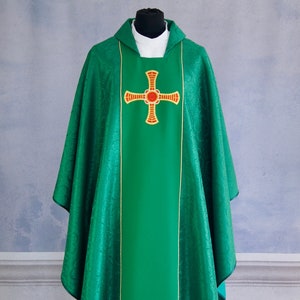 Vestment Green - Saint Cuthbert Cross Gothic Style Chasuble With a ...