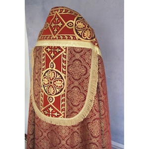 Roman Style Cope With a Stole, Gold Red Cope Chasuble, Vestments for ...