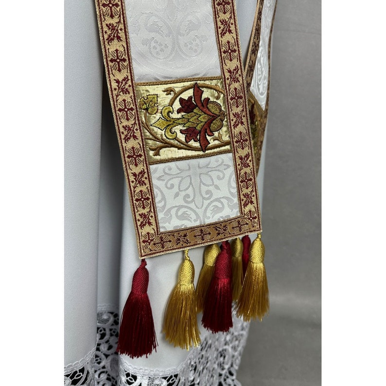 Vestment, Semi-gothic Style Chasuble With a Matching Stole With Tassels ...