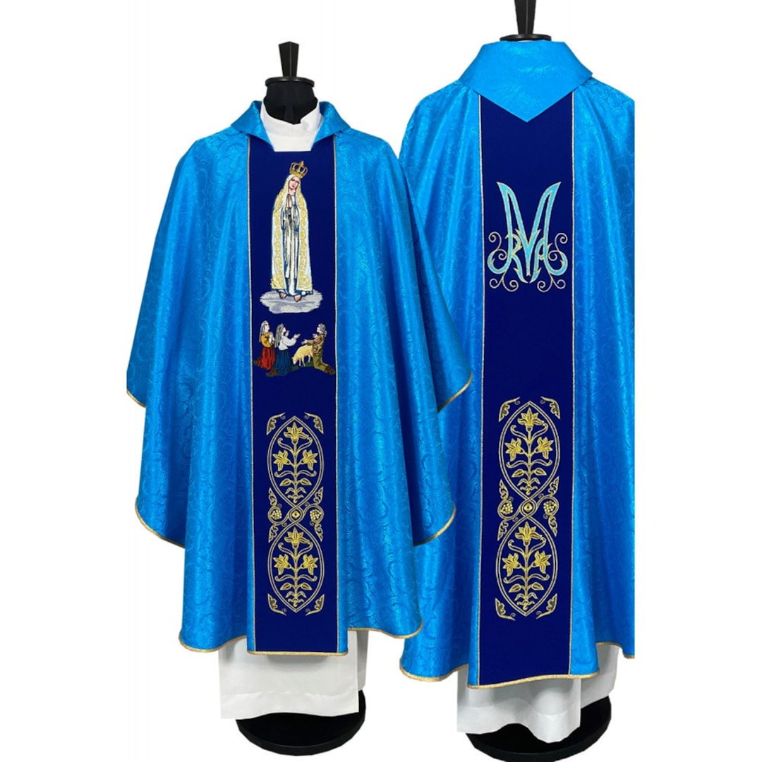 Vestments Marian "our Lady of Fatima" - Chasuble, Blue Chasuble ...