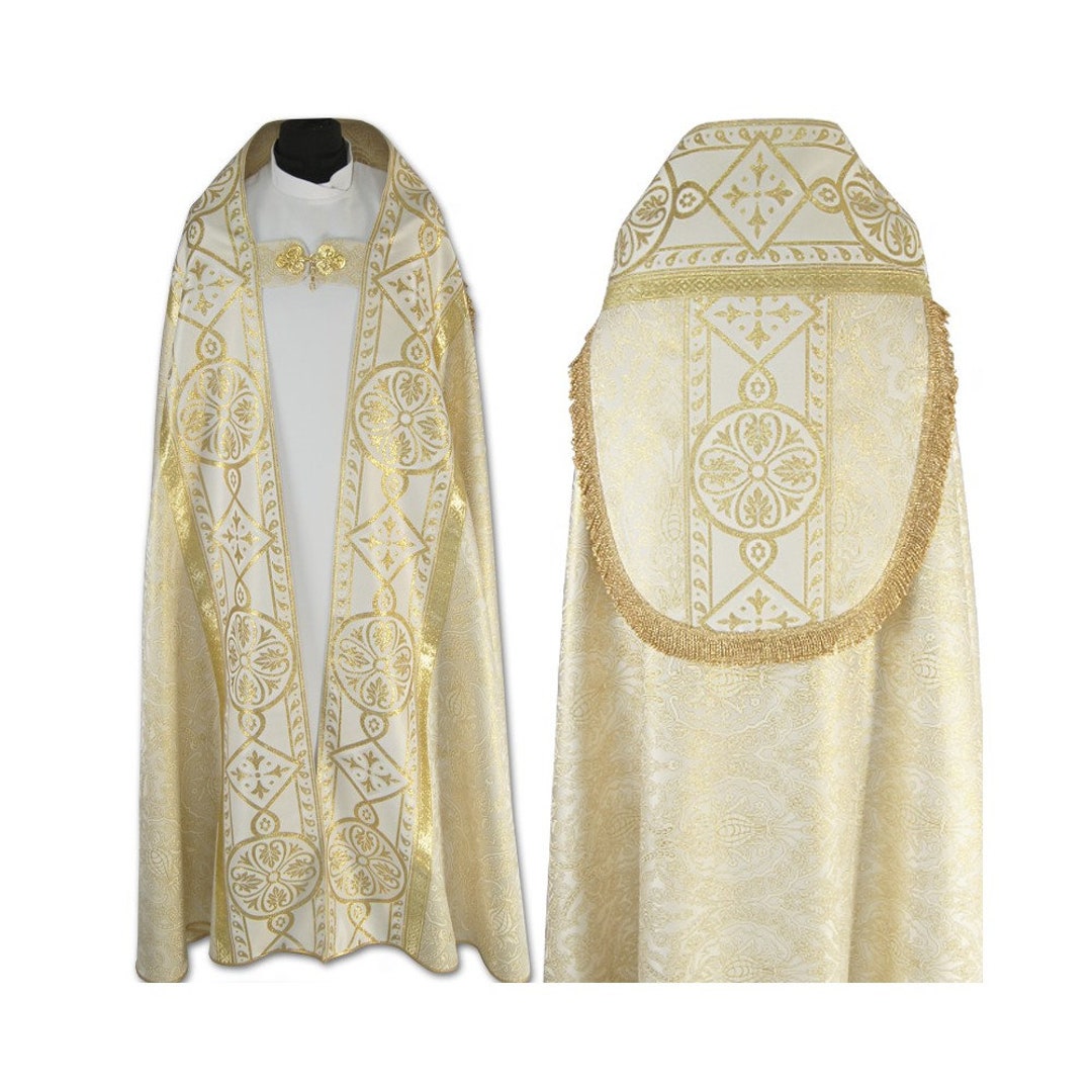 Roman Style Cope With a Stole, Gold Cope Chasuble, Vestments for Priest ...