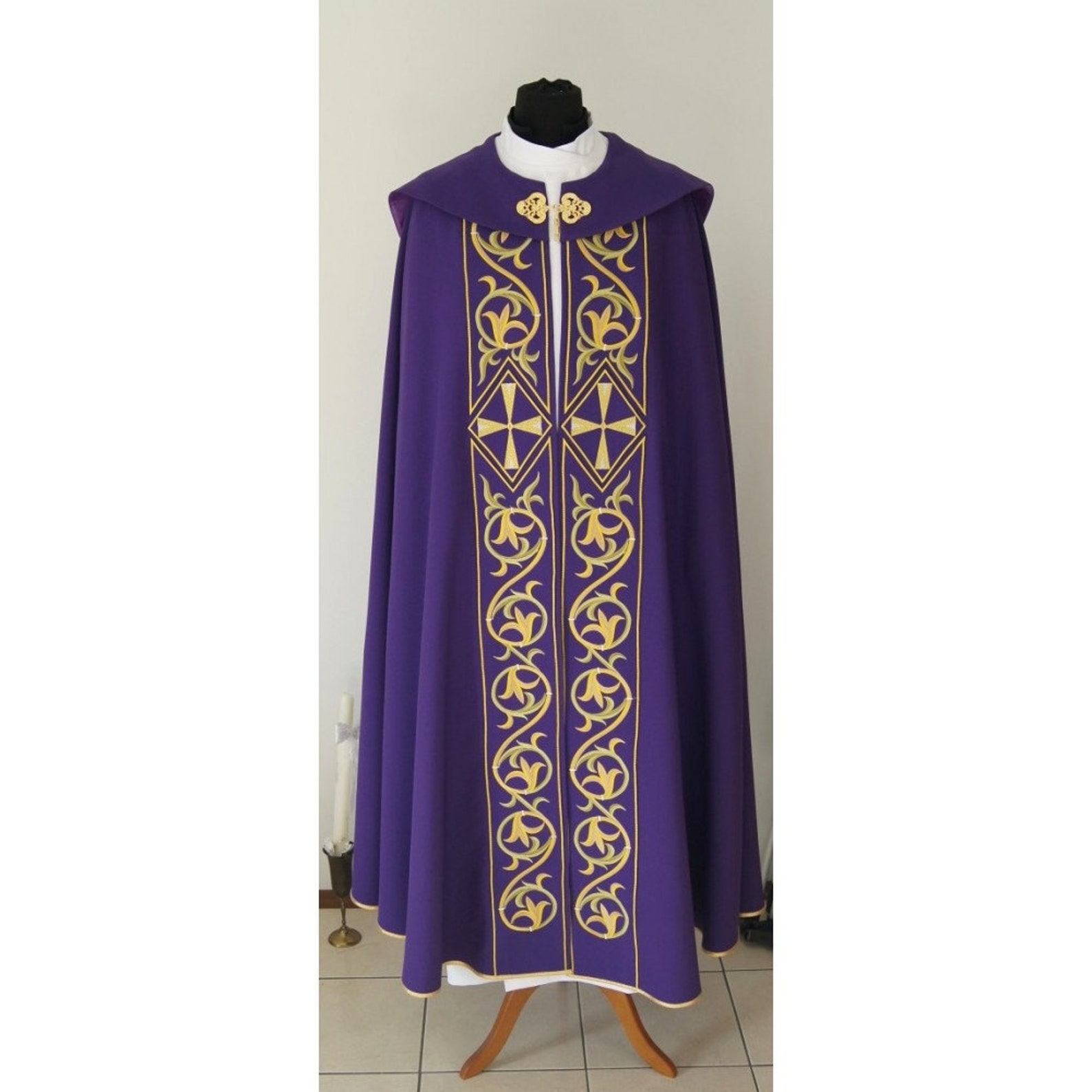 Gothic Purple Cope With Embroidered Stole, Liturgical Vestment - Etsy