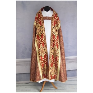 Roman Style Cope With a Stole, Gold Red Cope Chasuble, Vestments for ...