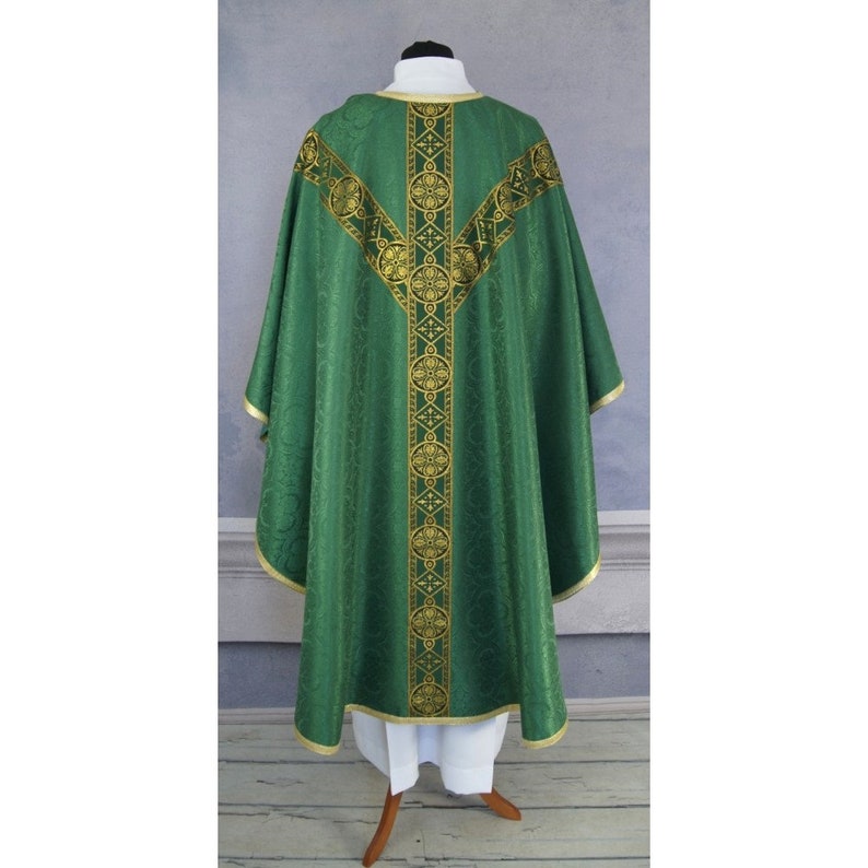 Green Damask Chasuble With Stole – Semi Gothic Vestment - Etsy