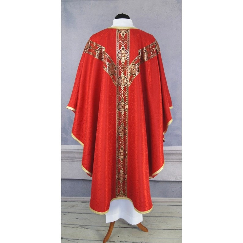 Vestment Red and All Liturgical Colors- Semi Gothic Style Chasuble With ...