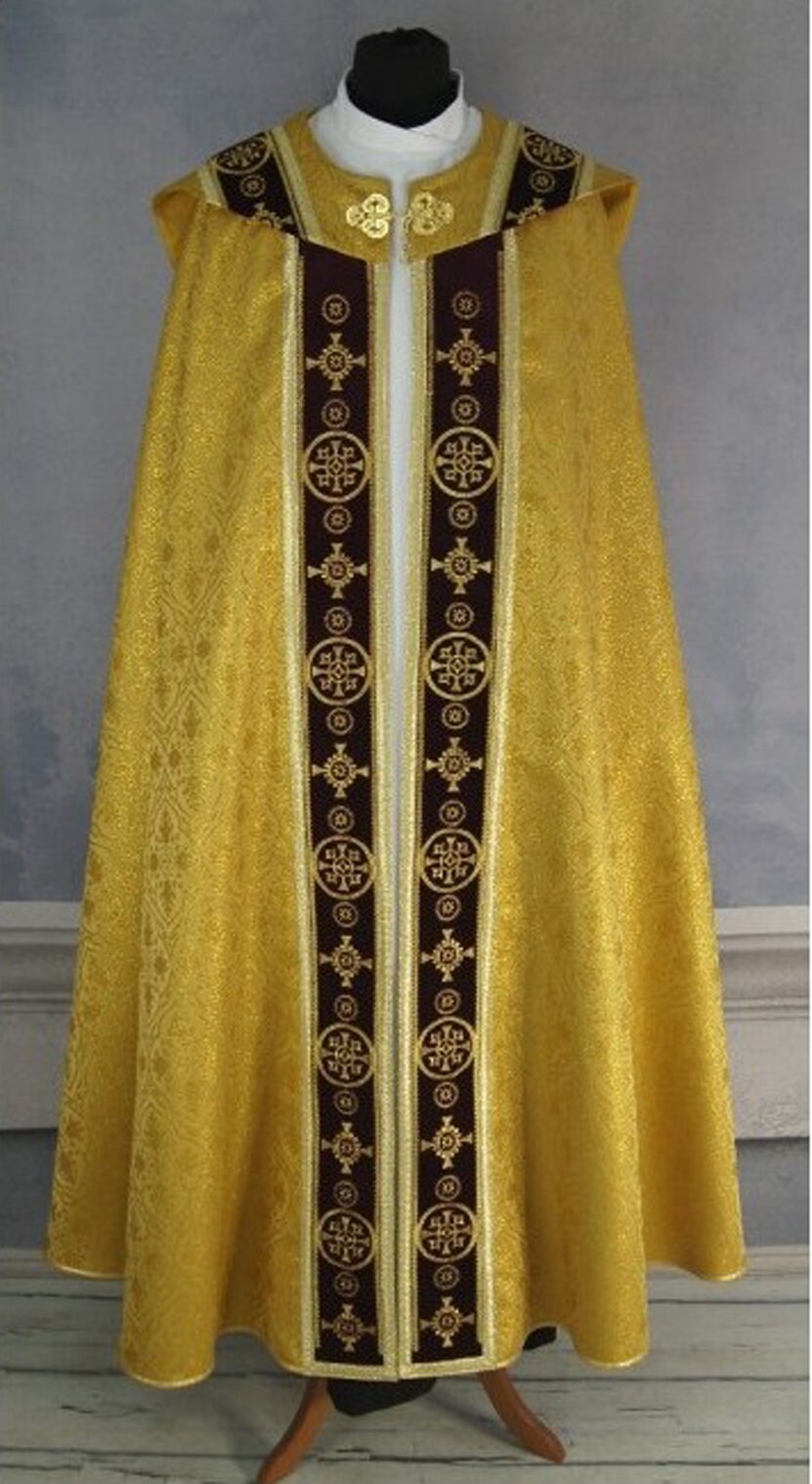 Semi-gothic Style Cope With a Matching Stole, Gold Chasuble, Vestments ...