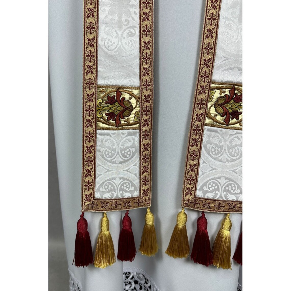 Vestment, Semi-gothic Style Chasuble With a Matching Stole With Tassels ...