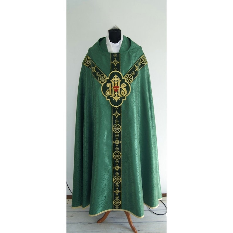 Green Conical Chasuble With IHS Symbols Vestments for Priest | Etsy