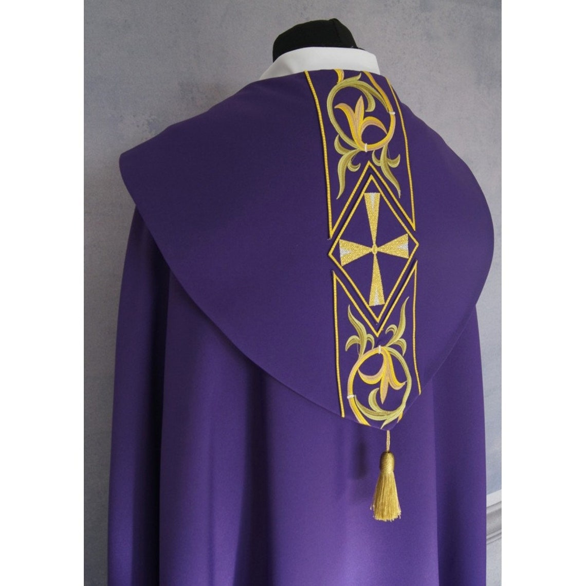 Gothic Purple Cope With Embroidered Stole, Liturgical Vestment - Etsy