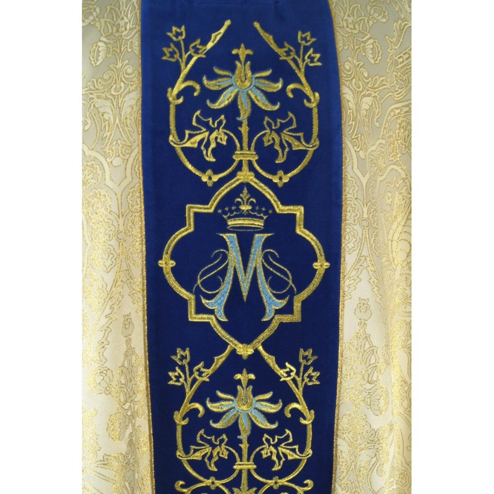 Vestment Marian Chasuble, Blue Chasuble, Vestments for Priest, Catholic ...