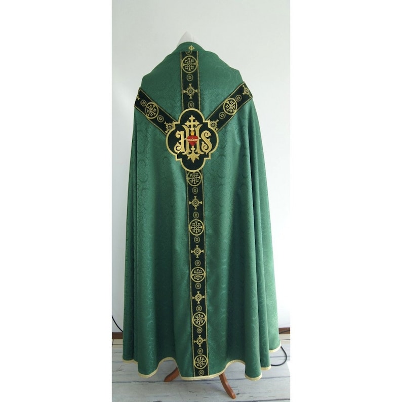 Green Conical Chasuble With IHS Symbols Vestments for Priest | Etsy