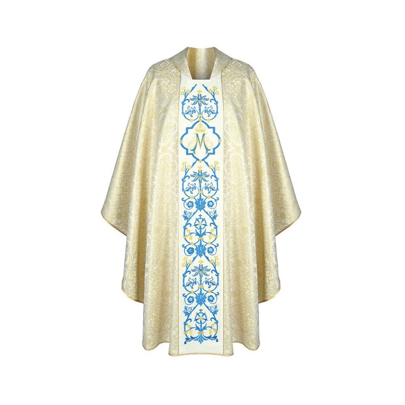 Vestment Marian Chasuble, Blue Chasuble, Vestments for Priest, Catholic ...