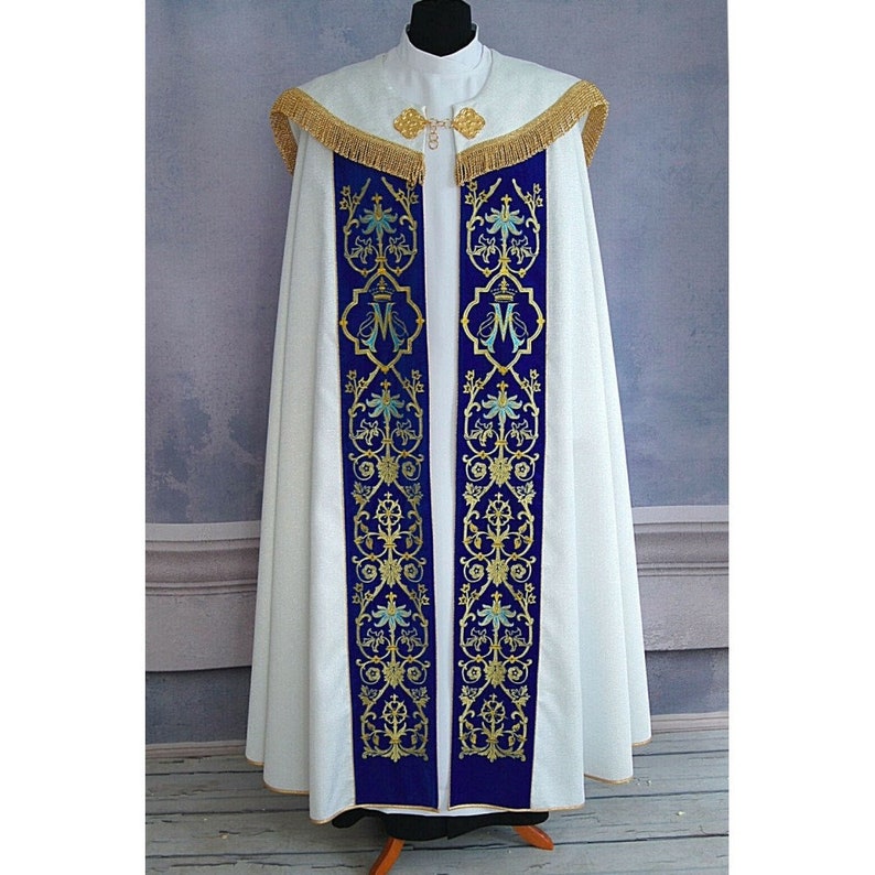 Silver Cope, Marian Style Gothic Cope With a Matching Stole, Vestments ...