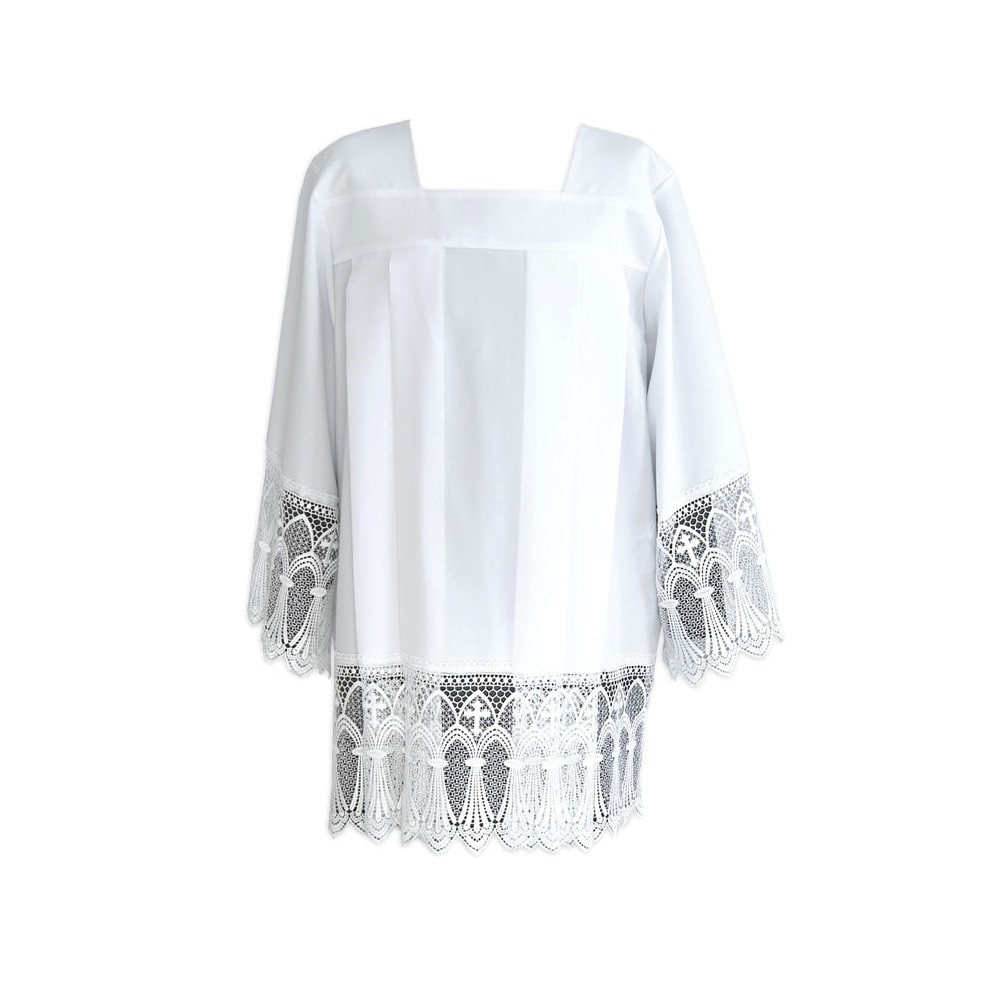 Traditional Square Neck Priest Surplice, Cotta With Pleats ,white Alb ...