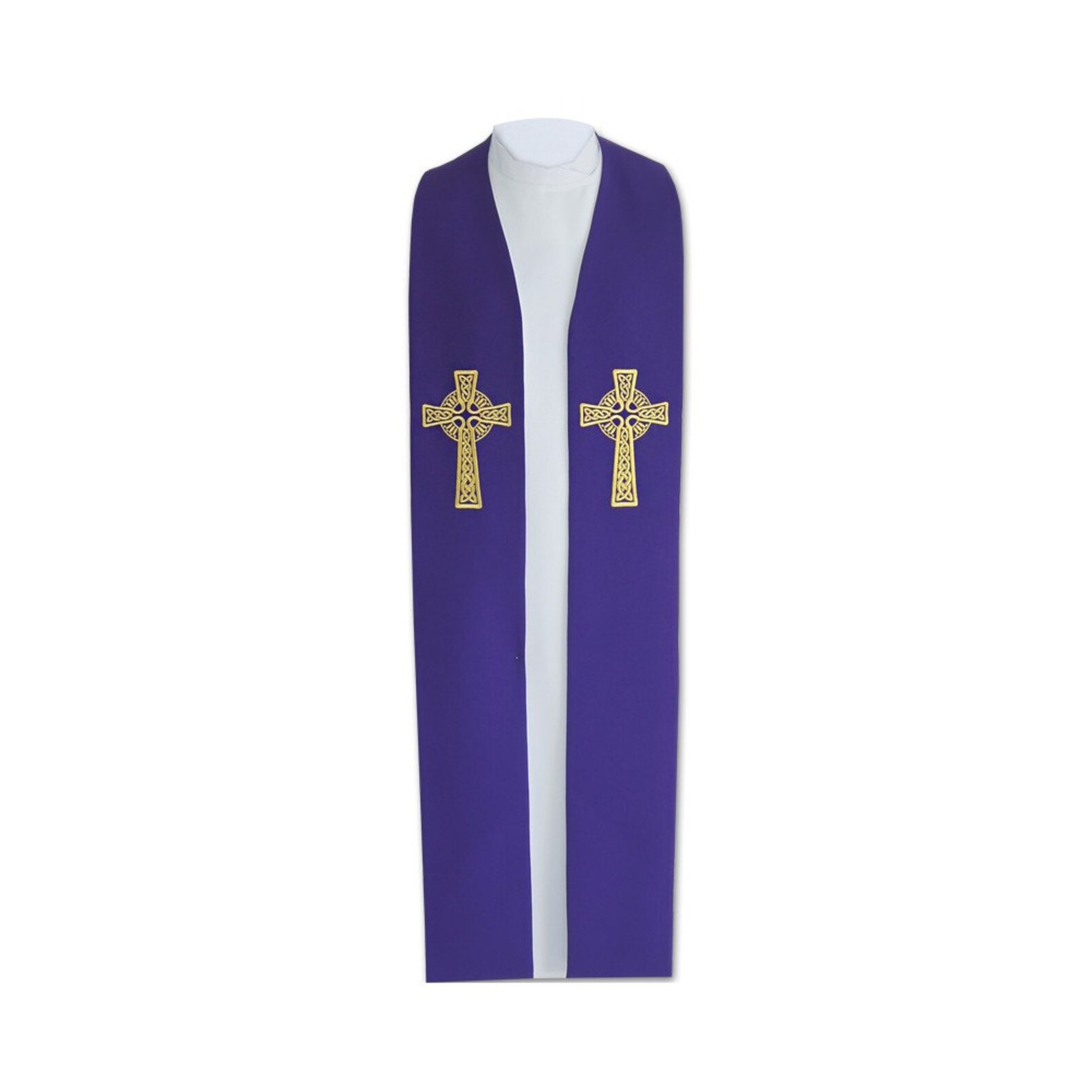 Priests Stole With Embroidered Golden Celtic Crosses - Etsy