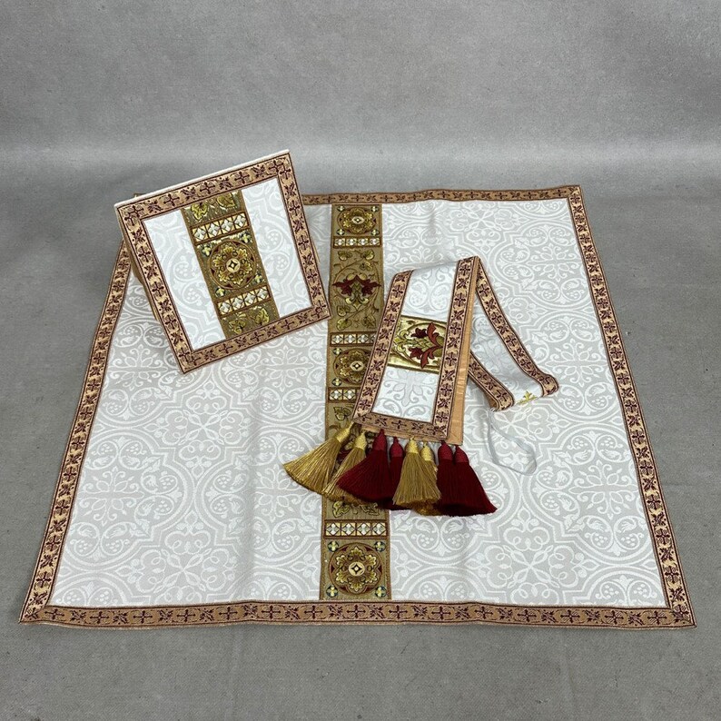 Vestment, Semi-gothic Style Chasuble With a Matching Stole With Tassels ...