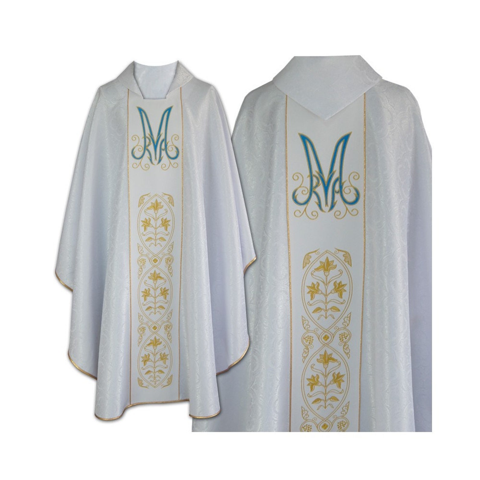 Vestments Marian - Chasuble, Blue Chasuble, Vestments for Priest ...