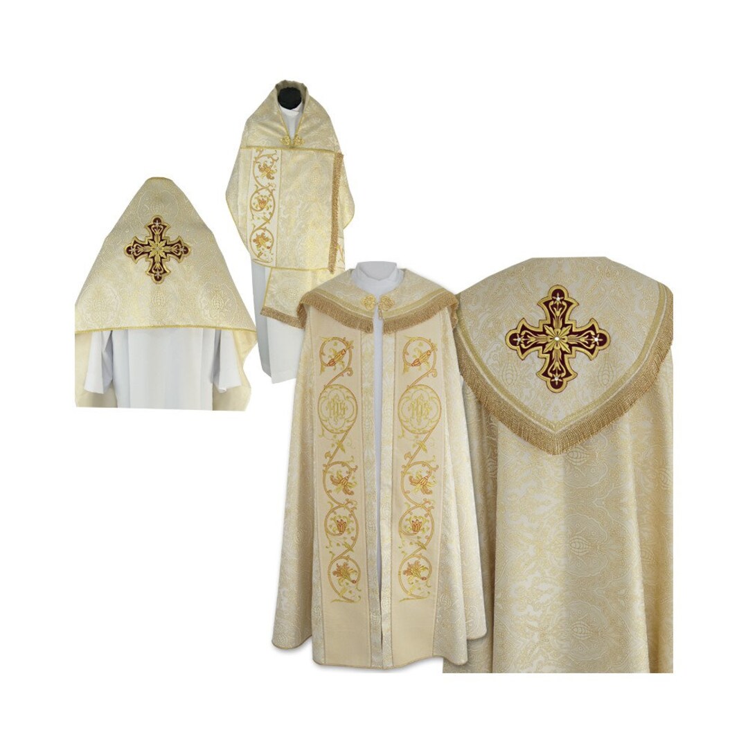 Roman Style Cope With an Inner Stole and Humeral Veil, Gold Cope ...
