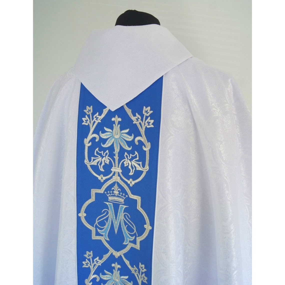 Vestment Marian Chasuble, Blue Chasuble, Vestments for Priest, Catholic ...