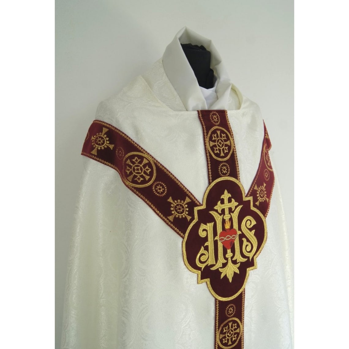 White Conical Chasuble With IHS Symbols Chasuble Vestments - Etsy Australia