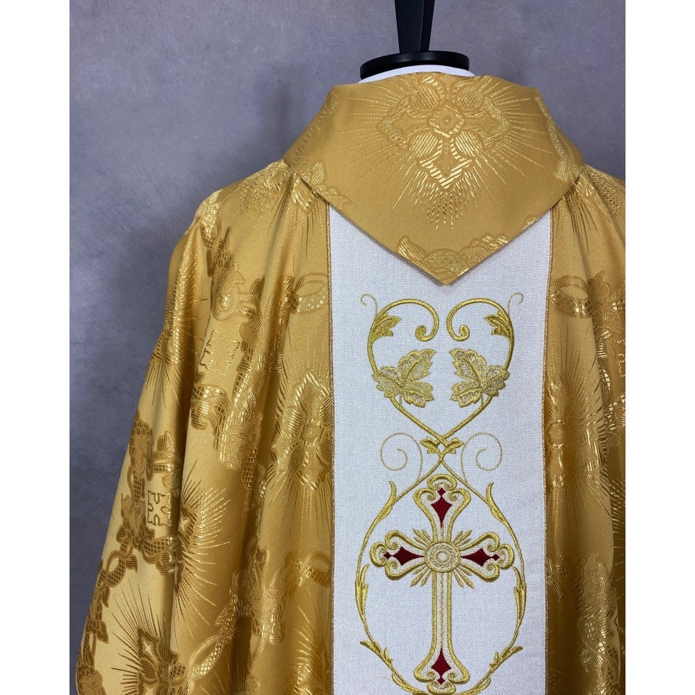 Gothic Style Chasuble With a Matching Stole, Gold Chasuble, Vestments ...