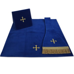 Roman Style Fiddleback Chasuble With a Maniple, Burse and Chalice Veil ...