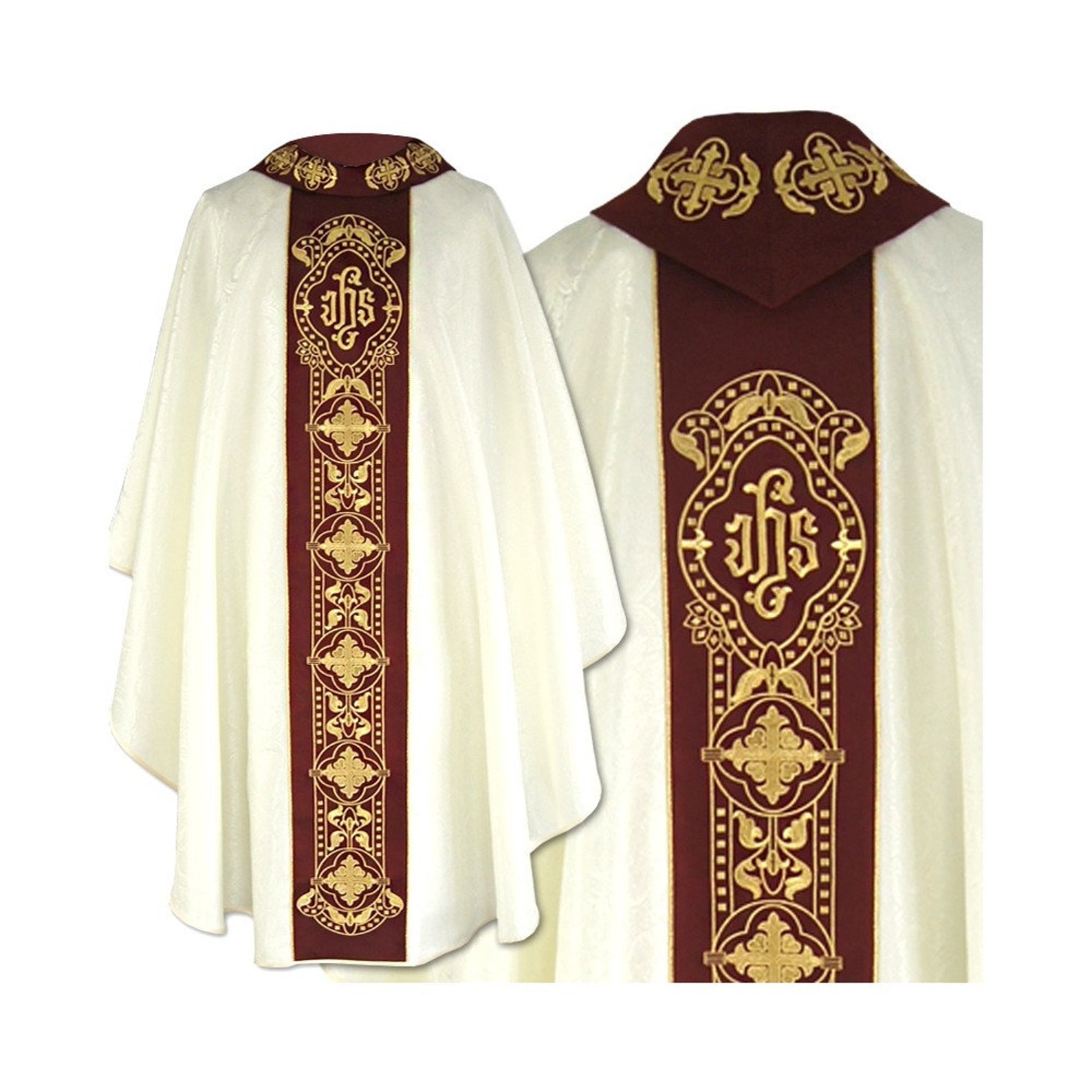 Gothic Style Chasuble With a Matching Stole and a Cowl Neck, Vestments ...