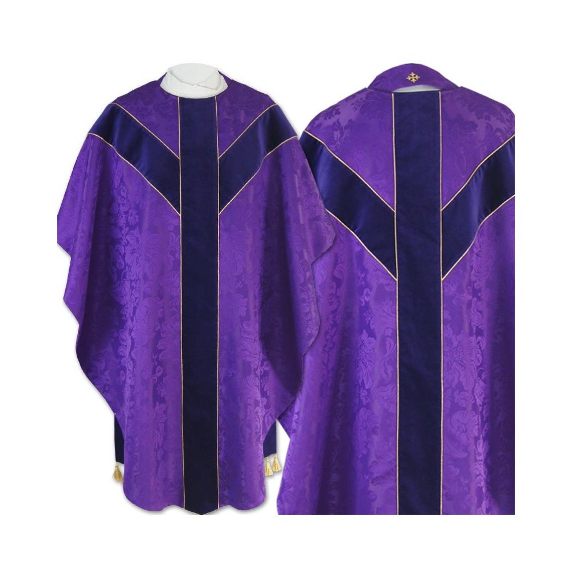 Vestment Purple Traditional Semi Gothic Style Chasuble With - Etsy
