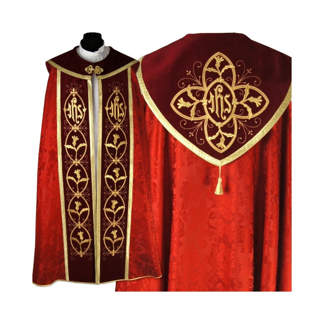Gothic Style Cope With a Matching Stole, Red Chasuble, Vestments for ...