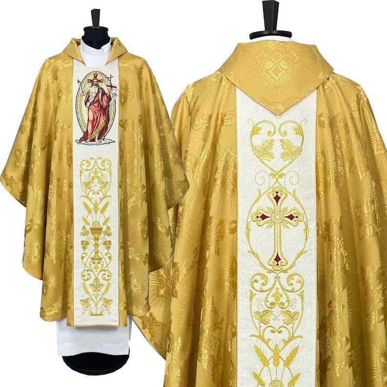 Gothic Style Chasuble With a Matching Stole, Gold Chasuble, Vestments ...