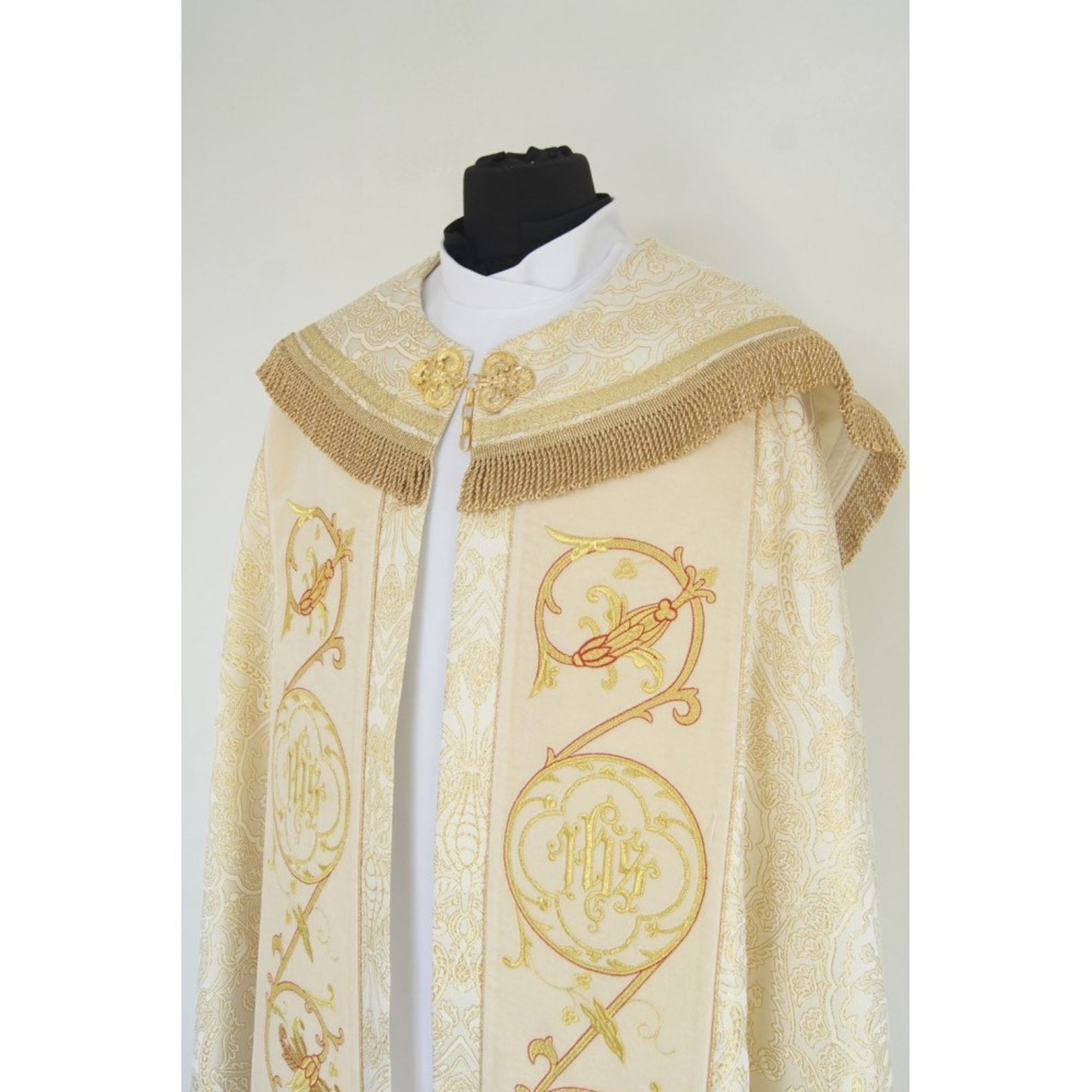 Gothic Style Cope and Humeral Veil, Gold Chasuble, Vestments for Priest ...