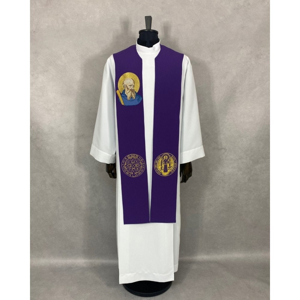 St. Benedict, Chasuble Stole, Stole for Priest, Catholic Stole ...