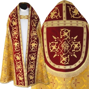 Roman Style Cope With Humeral Veil, Gold Cope Chasuble, Vestments for ...